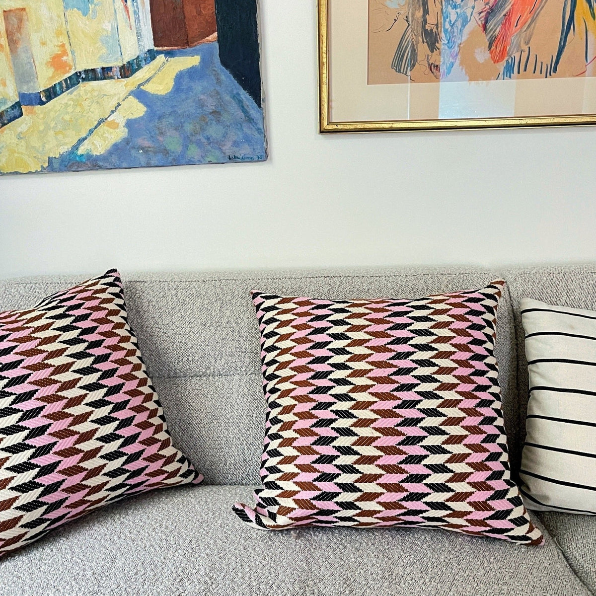 Almolonga 70s Dream Pillow - Pink & Brown 20" x 20" – Archive New York