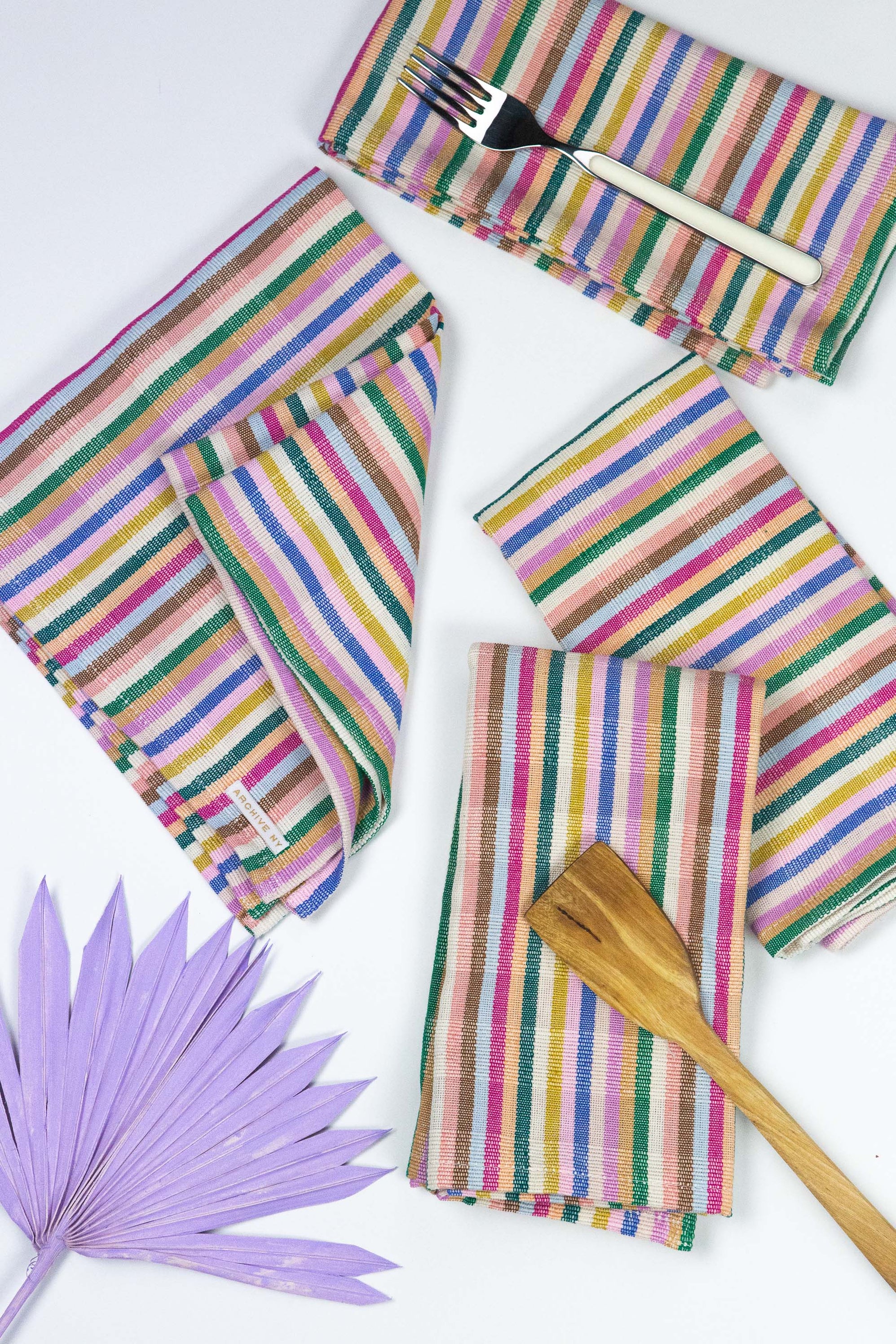 Valentina Rainbow Napkin - Colorful Handwoven Napkin for Table Settings ...